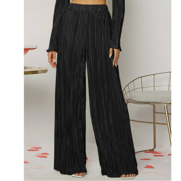 SHEIN | Pants & Jumpsuits | Shein Bae Wide Leg Plisse Pants | Poshmark